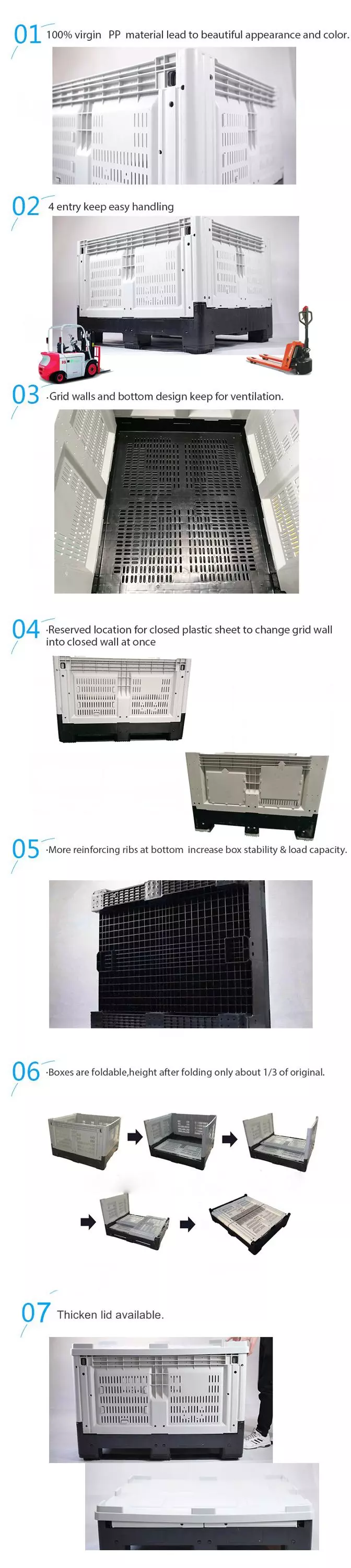 1200x1000x810 Plastic Pallet Bin Container for Industrial Storage and ...